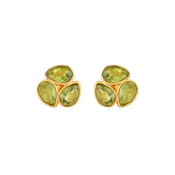 OPIUM JEWELS Gold Vermeil Stud Earrings With Peridot - Gold/green