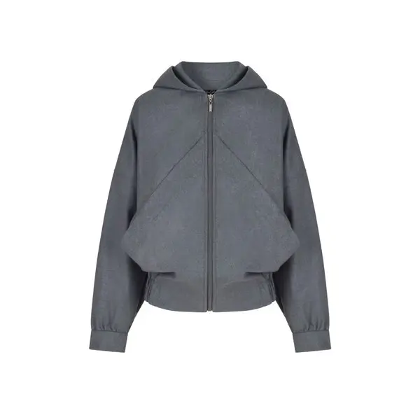 HELENE GALWAS Luna Wool Flannel Hoodie Bomber Jacket