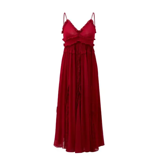 PECANPEPPERPELICAN Spaghetti Strap Silk Dress