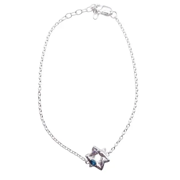 AMY DELSON JEWELRY Davida London Blue Topaz Sterling Silver Star Bracelet - Silver/blue