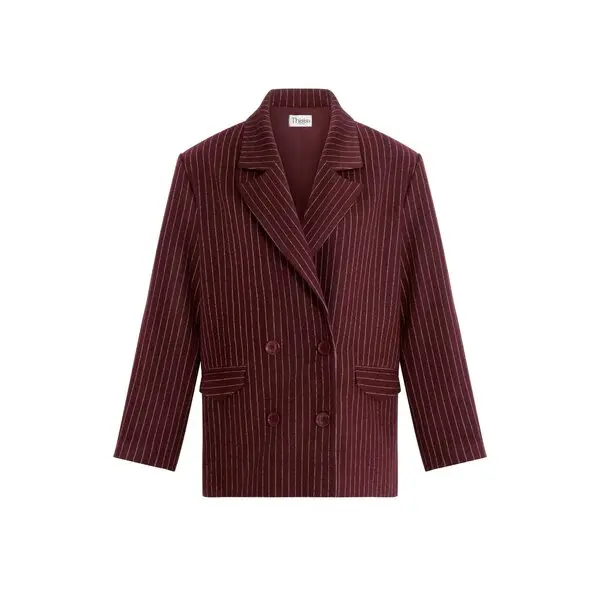 THISISU COLLECTION Tailored Pinstripe Double-breasted Blazer