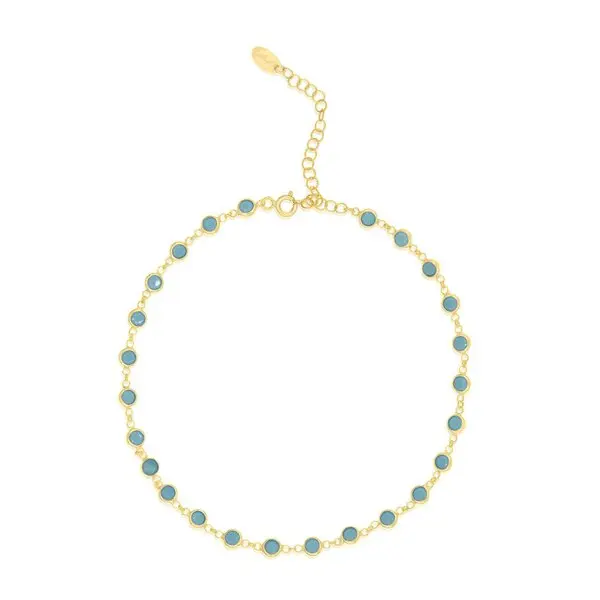 SHYMI Round Bezel-set Turquoise Anklet - Blue