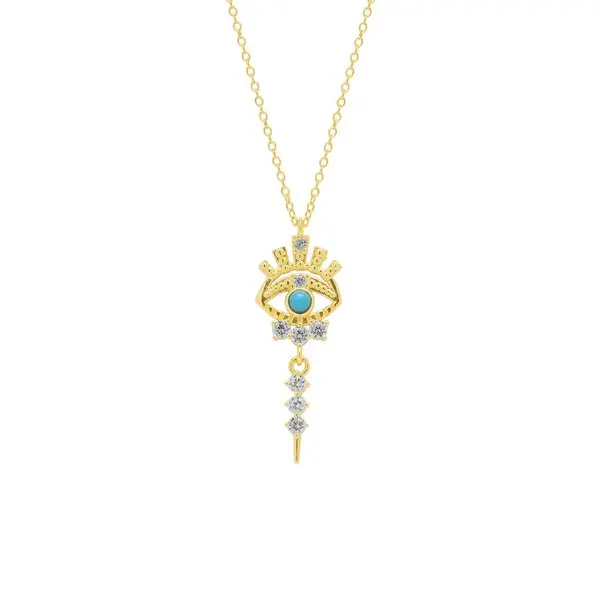 SPERO LONDON Turquoise Evil Eye Sterling Silver Necklace - Gold