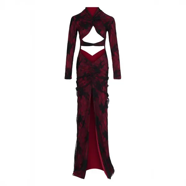 HERFETCH Maxi Sheer Lace Cut-out Dress