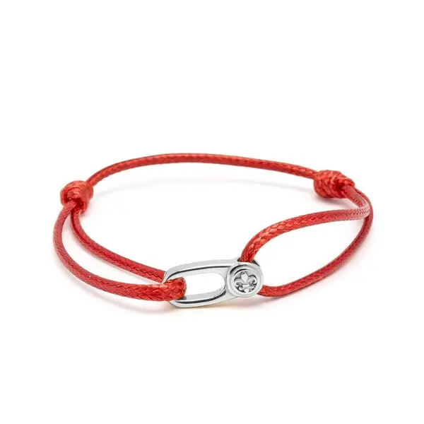 NIALAYA JEWELRY Red Nylon String Bracelet With Silver Finish Hook - Red/silver