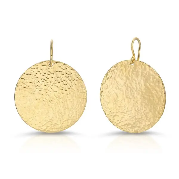 HEATHER HAWKINS Hand-hammered Disc Dangle Earrings - Gold