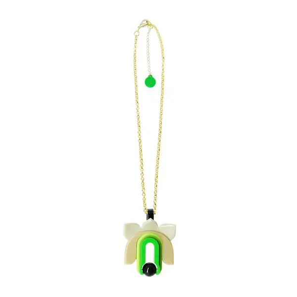GISSA BICALHO Acrylic Lilium Chain Necklace - Green