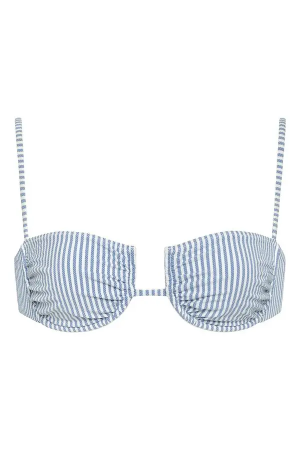 MONTCE Simonette Striped Bikini Top - Blue/white