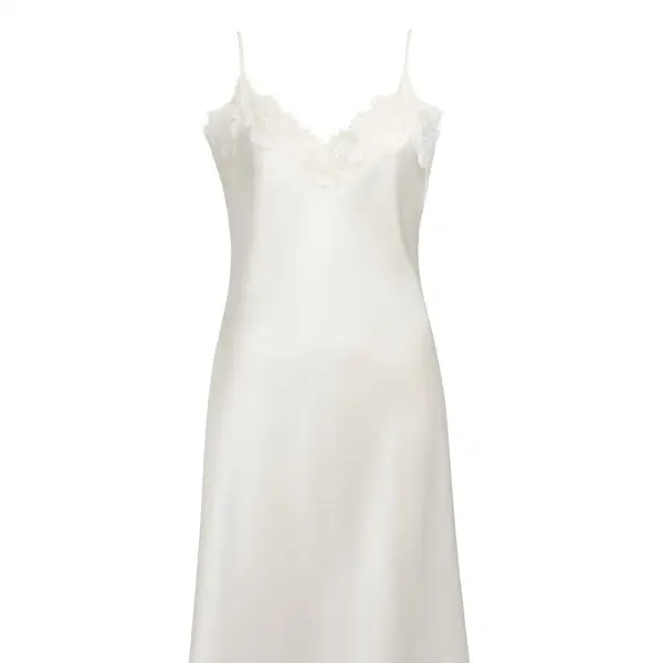 SAINTED SISTERS Mid-length Silk Chemise - White