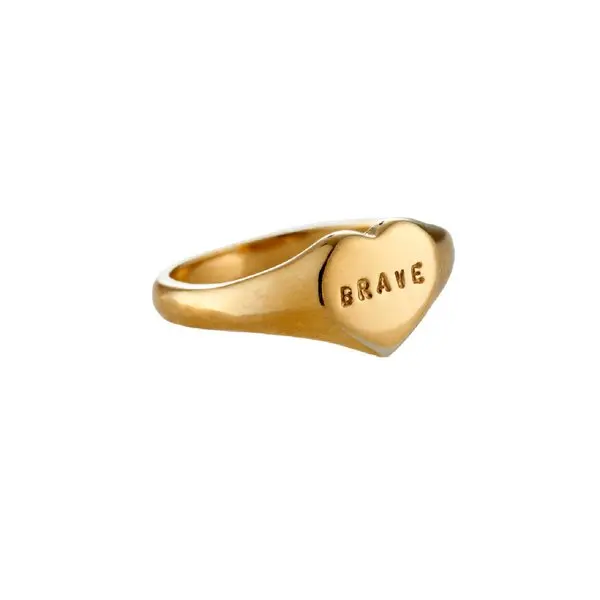 POSH TOTTY DESIGNS Hand Stamped Heart Signet Ring - Gold