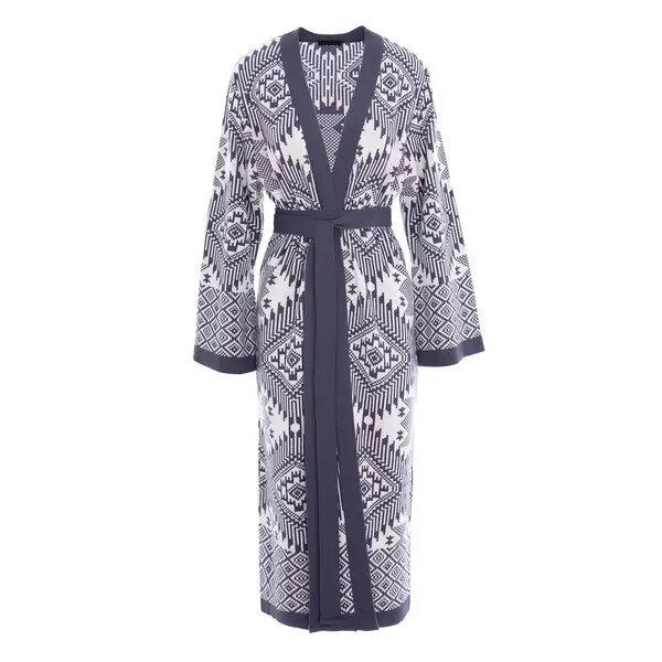 CONCEPT A TROIS Graphic Print Knit Cardigan