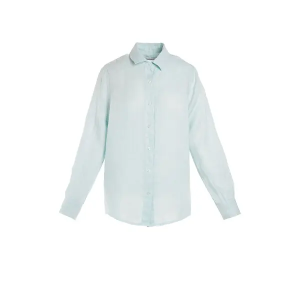 Haris Cotton Solid Linen Long-sleeved Shirt - Blue