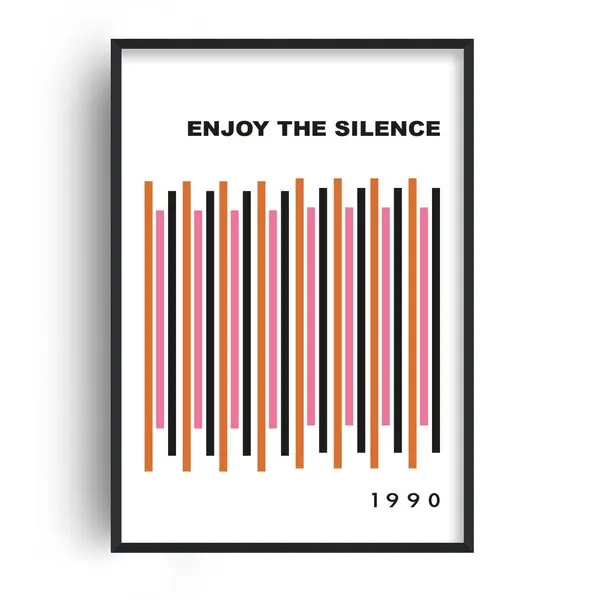 FANCLUB Enjoy The Silence Retro Striped Art Print - White