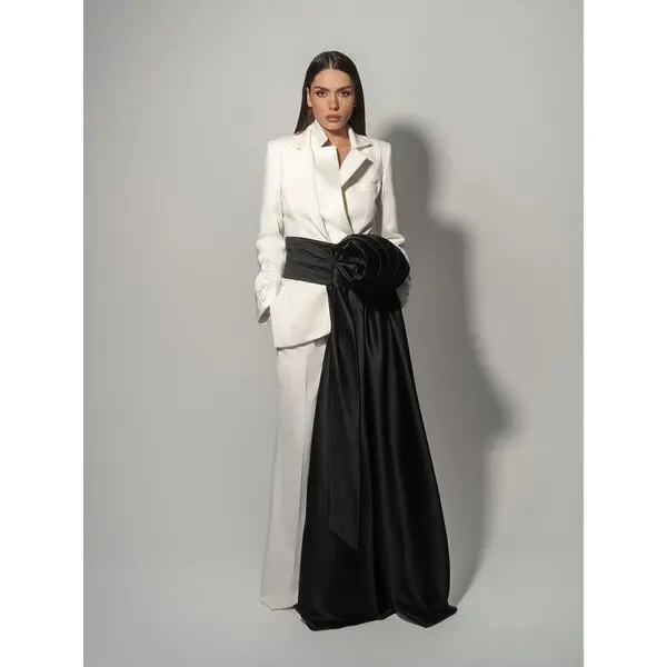 TIA DORRAINE Floor-length Satin Belt - Black