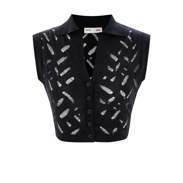 PCFG Cropped Ripped Knit Top