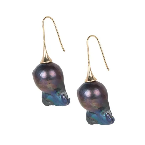 Saachi Pearl Baroque Drop Earrings - Grey