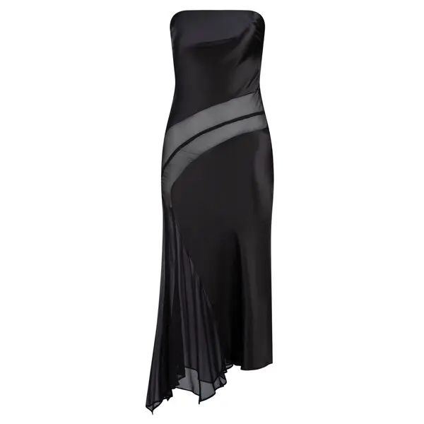 COSTANZO II Strapless Silk Midi Dress - Black