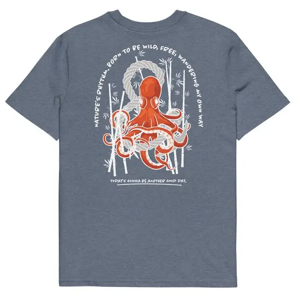 ANCHOR & CREW Heather Octopus Another Good Day Organic Cotton T-shirt - Blue