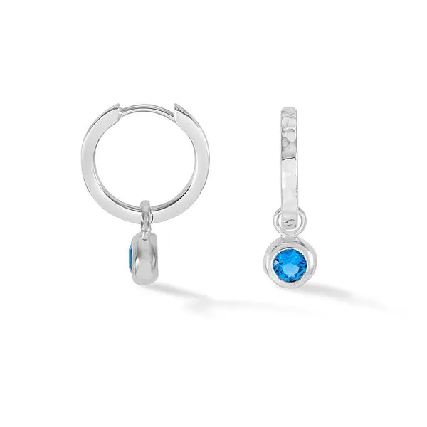 DOWER & HALL Hammered Huggie Hoop Earrings - Silver/blue