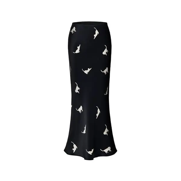Not Just Pajama Cats Edition Long Silk Pencil Skirt