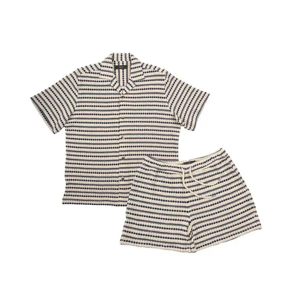 EIGHT X Textured Stripe Short Set - Blue