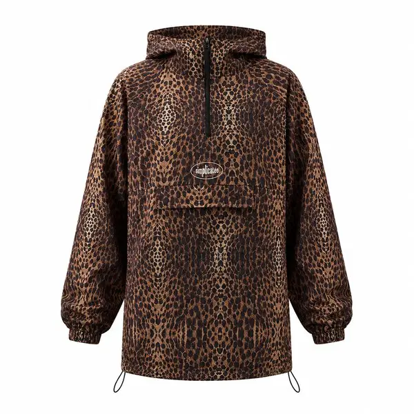 MYSIMPLICATED Animal Print Windbreaker - Black/brown