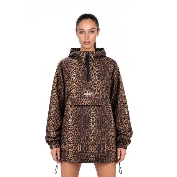 MYSIMPLICATED Animal Print Windbreaker - Black/brown