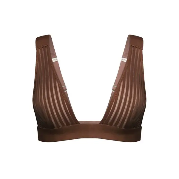 MONIQUE MORIN LINGERIE Vertigo V Neck Bralette Cocoa - Brown