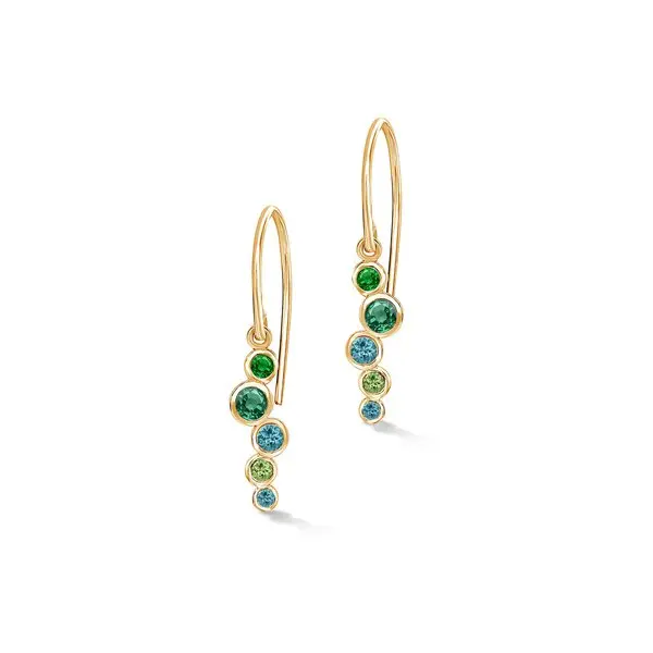 DOWER & HALL 18ct Yellow Gold Cascade Earrings - Gold/green
