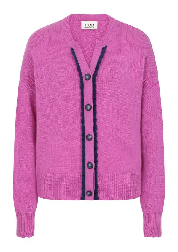 LOOP CASHMERE Shell Edge Cardigan - Pink