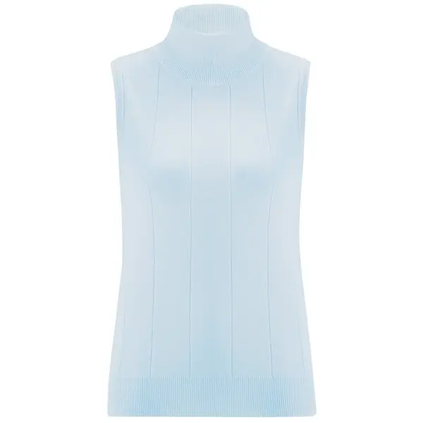 PERALUNA Slim Fit Sleeveless Turtleneck Blouse
