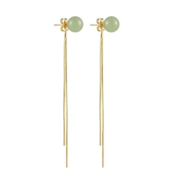 SEREE Sia Jade Drop Earrings - Gold/green