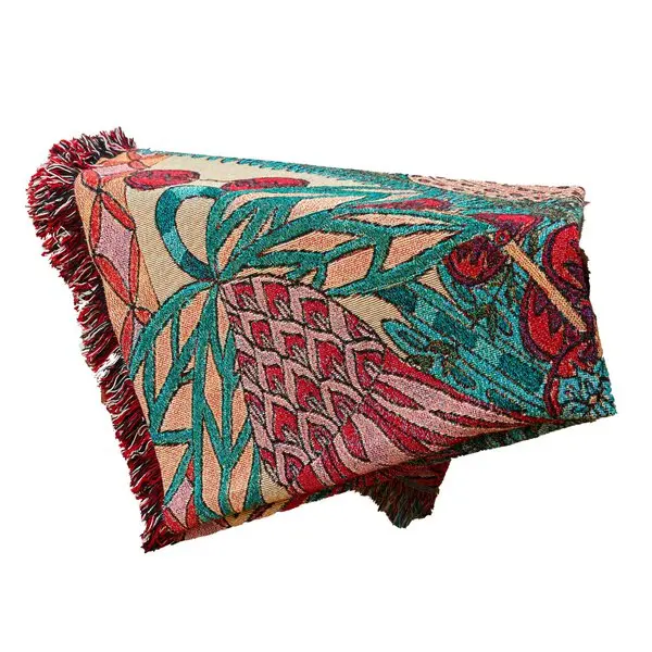 CREATURE MARSEILLE Red / Green Les Oiseaux Jacquard Throw - Red/green