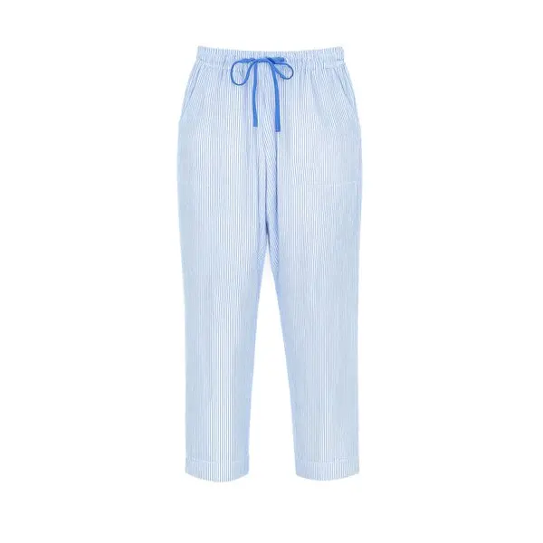 YUMI Cotton Stripe Cropped Trousers