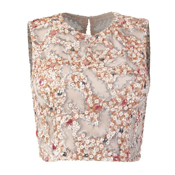 RAISHMA Embroidered Crop Top - Pink
