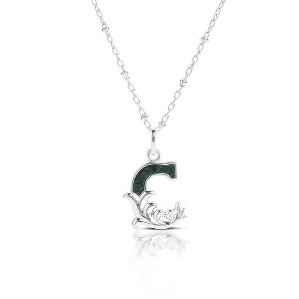 KASUN LONDON C Initial Chain Necklace - Silver