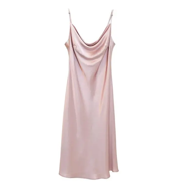 SOFT STROKES SILK Rebirth Of Venus Pure Silk Slip Dress - Rose Gold