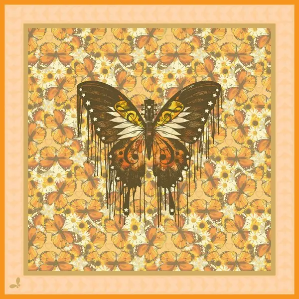 Henelle Brown / Rose Gold / Orange Laurel Canyon Silk Scarf - Brown/rose Gold/orange