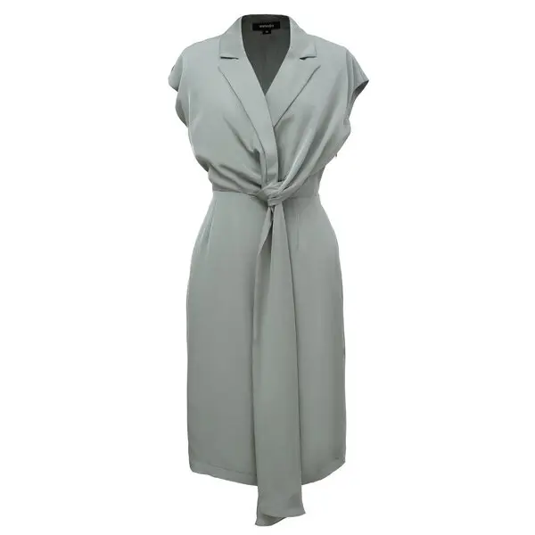 SMART AND JOY Mat Satin Asymmetric Draped Panel Dress - Green