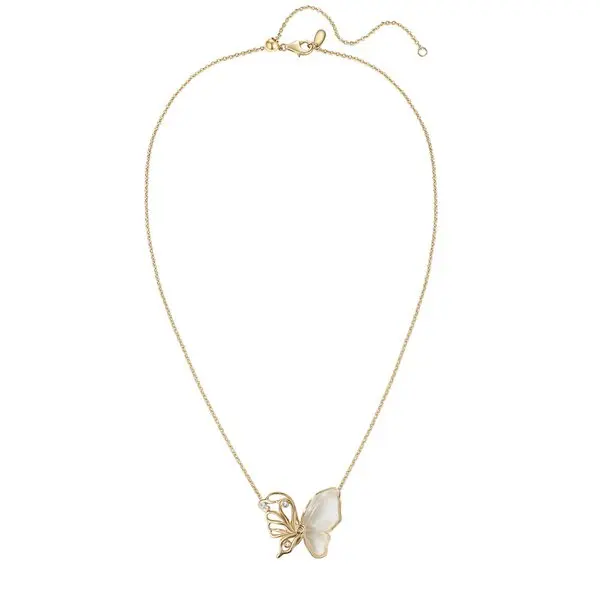 RETRO CHIC Butterfly Serenade Necklace - Gold/white
