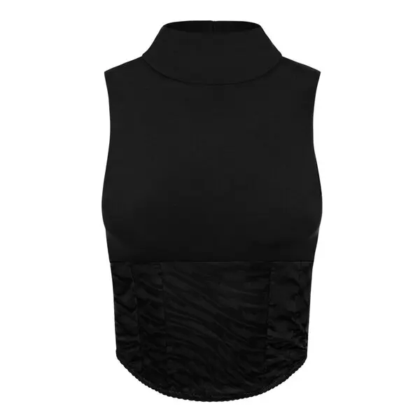 EKCENTRIK Sleeveless High Neck Corset Top - Black