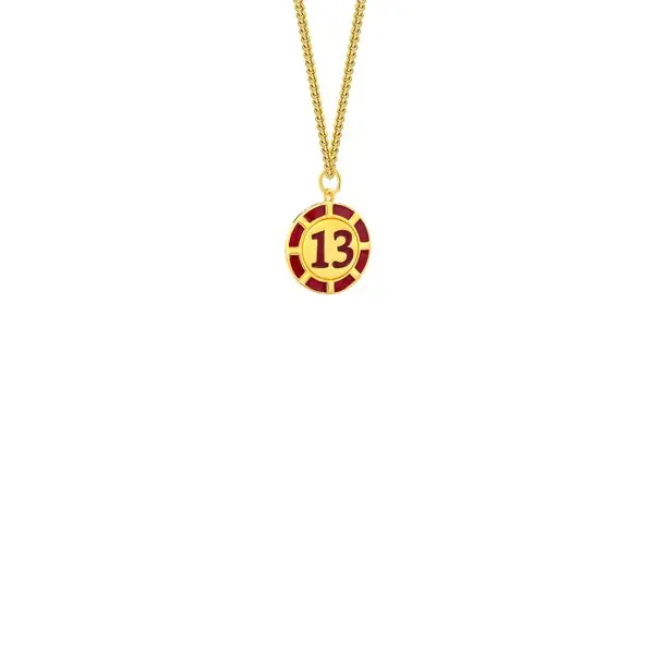 TRUE ROCKS Mini No 13 Poker Chip Pendant - Gold/red