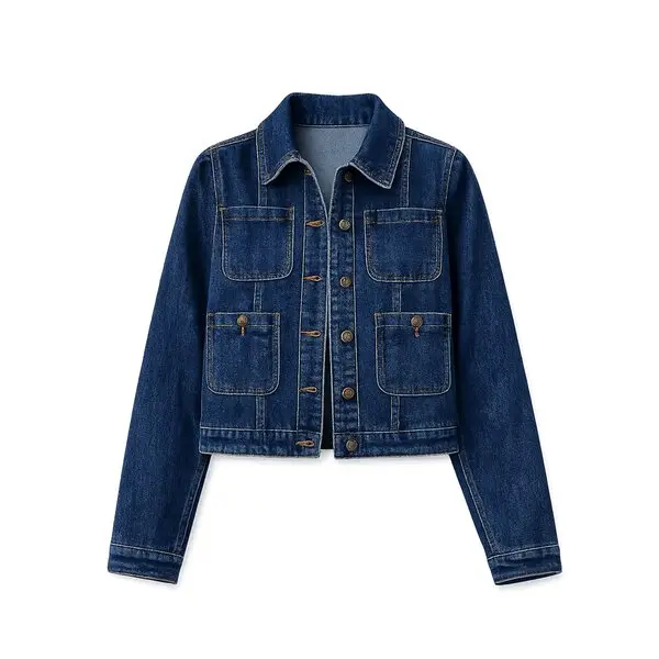 YUMI Stretch Denim Jacket With Pockets - Blue