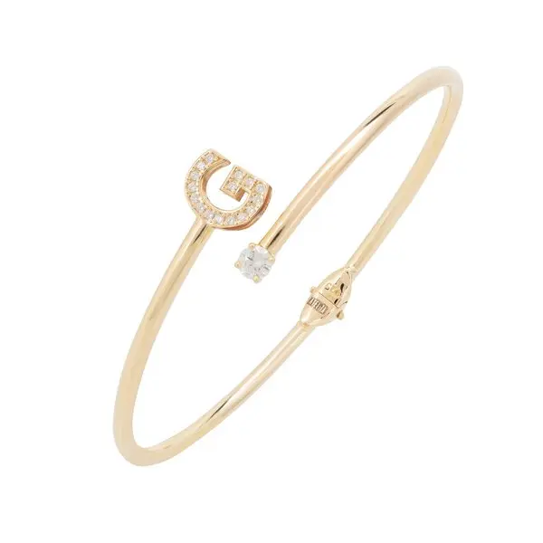 LATELITA Initial Bangle - Gold/white