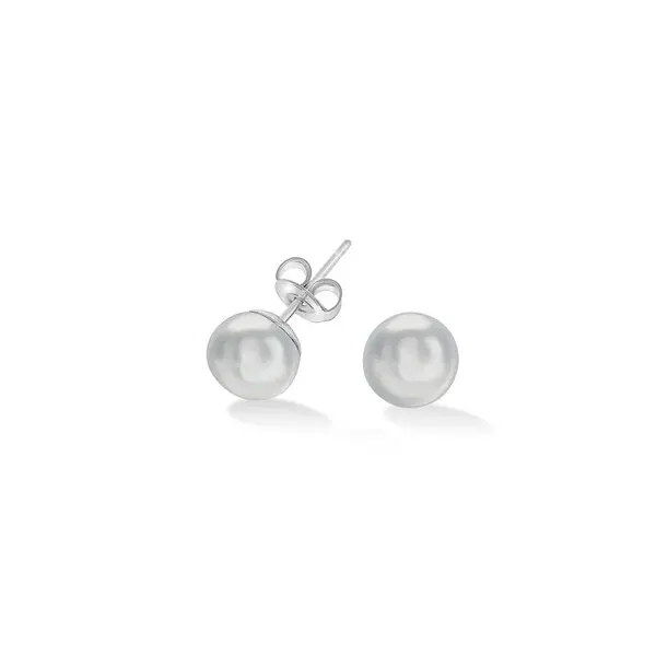 DOWER & HALL Freshwater Pearl Stud Earrings - Silver/grey