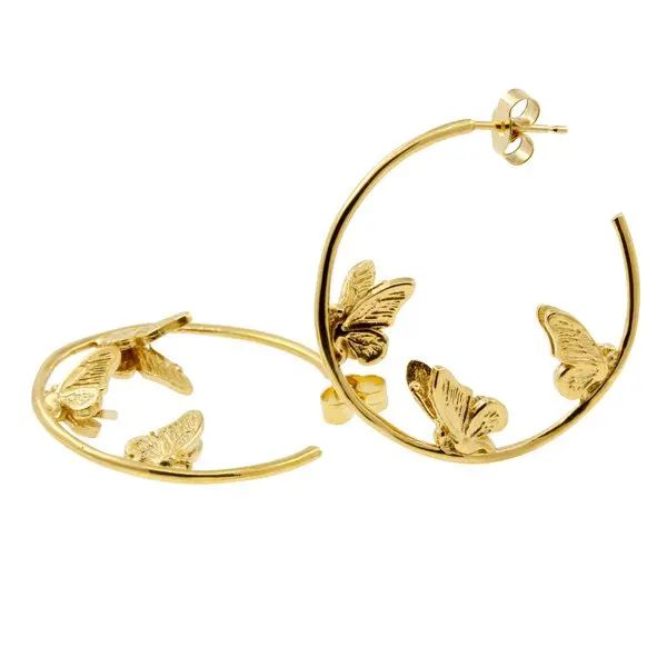 LEE RENEE Butterfly Hoop Earrings - Gold