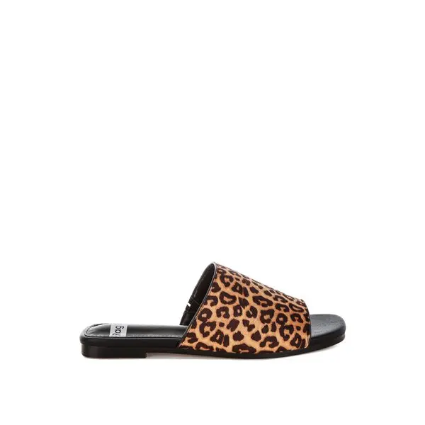 RAG & CO Leopard Print Slider Flats - Brown