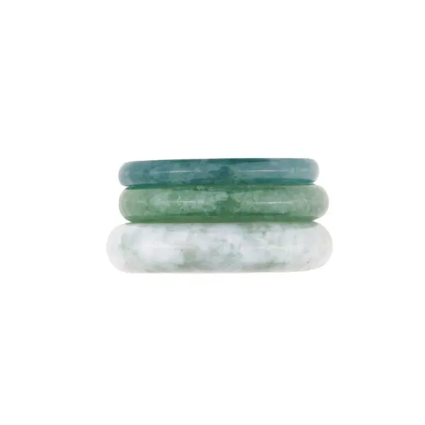 OANASAVU.CREATIONS Jadeite Stone Ring Set - Green/blue/white