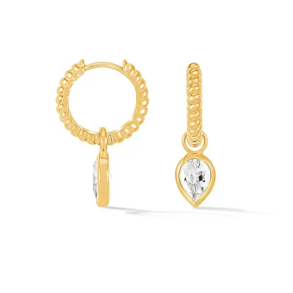 DOWER & HALL Gold Vermeil White Topaz Twist Huggie Earrings - Gold/white