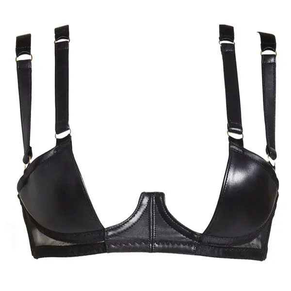 SOMETHING WICKED Nina Leather Demi Bra With Half Cups - Black